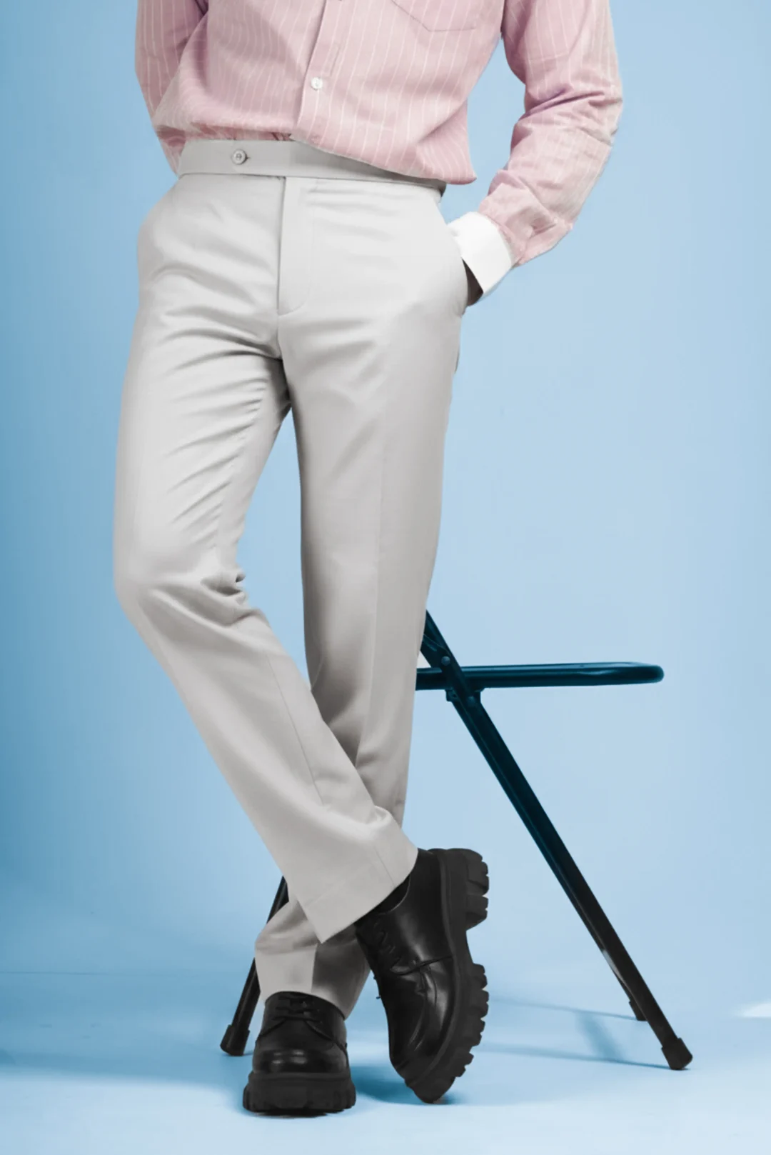 Formal Bootcut Semi Flared Pants- Beige - TEXORA